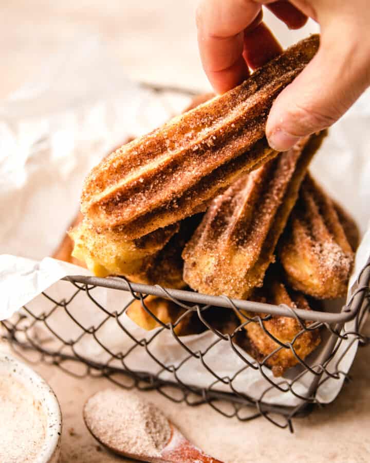 Crispy Cinnamon Sugar Oven-Baked Churros - Kickass Baker