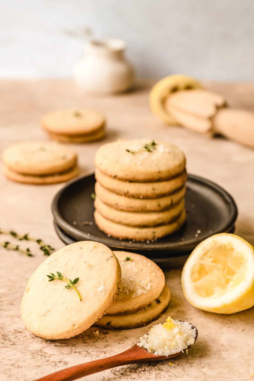 Lemon Thyme Shortbread Cookies - Kickass Baker
