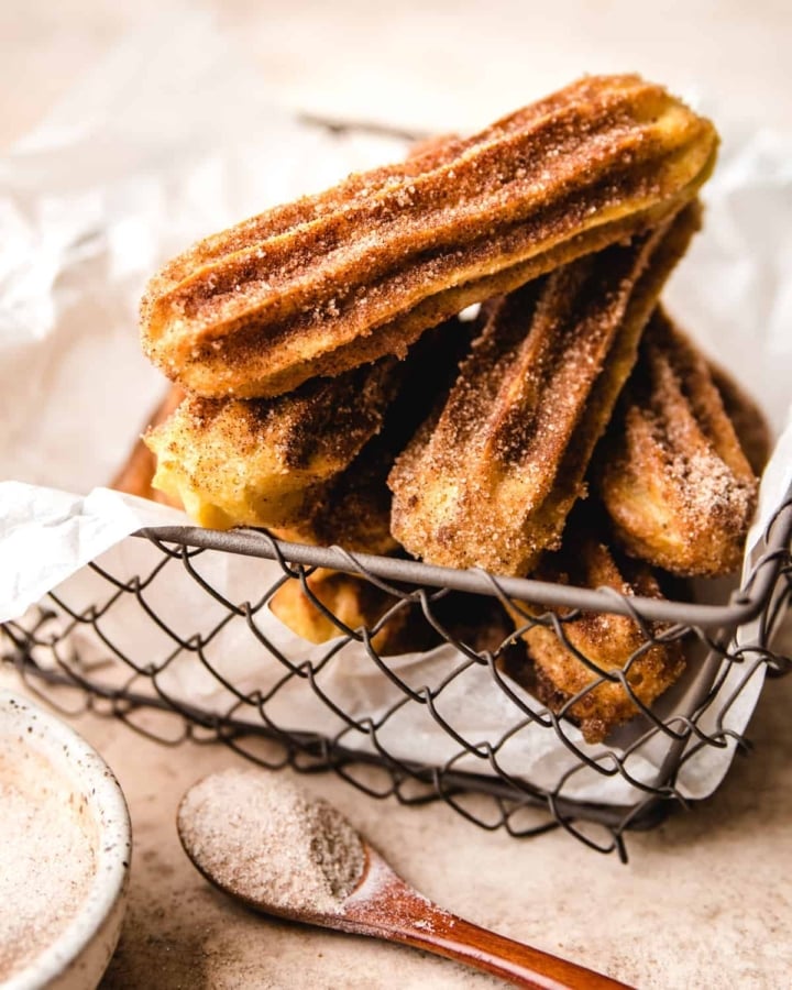 Crispy Cinnamon Sugar Oven-Baked Churros - Kickass Baker