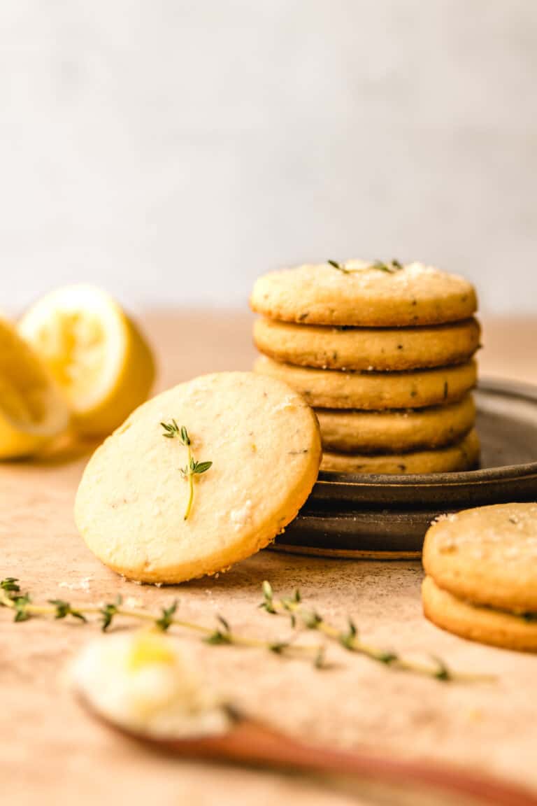 Lemon Thyme Shortbread Cookies - Kickass Baker