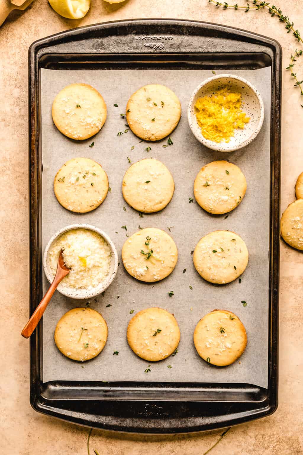 Lemon Thyme Shortbread Cookies - Kickass Baker