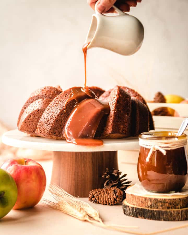 Spiced Applesauce Bundt Cake with Cider Glaze - Kickass Baker