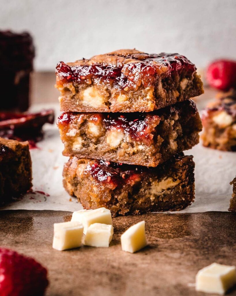White Chocolate and Raspberry Blondie - Kickass Baker