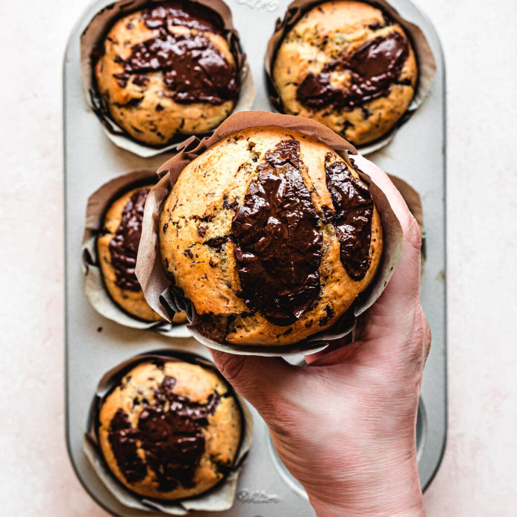 Bakery-Style Chocolate Chip Muffins | Kickass Baker