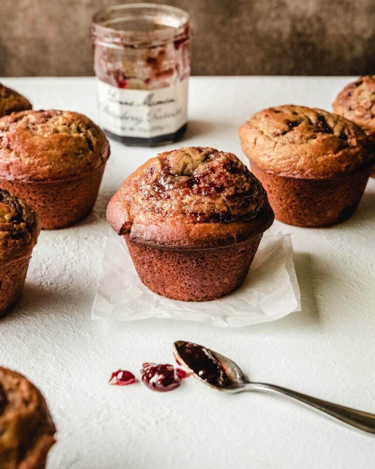 Bakery-Style Lemon Ricotta Muffins with Raspberry Jam - Kickass Baker