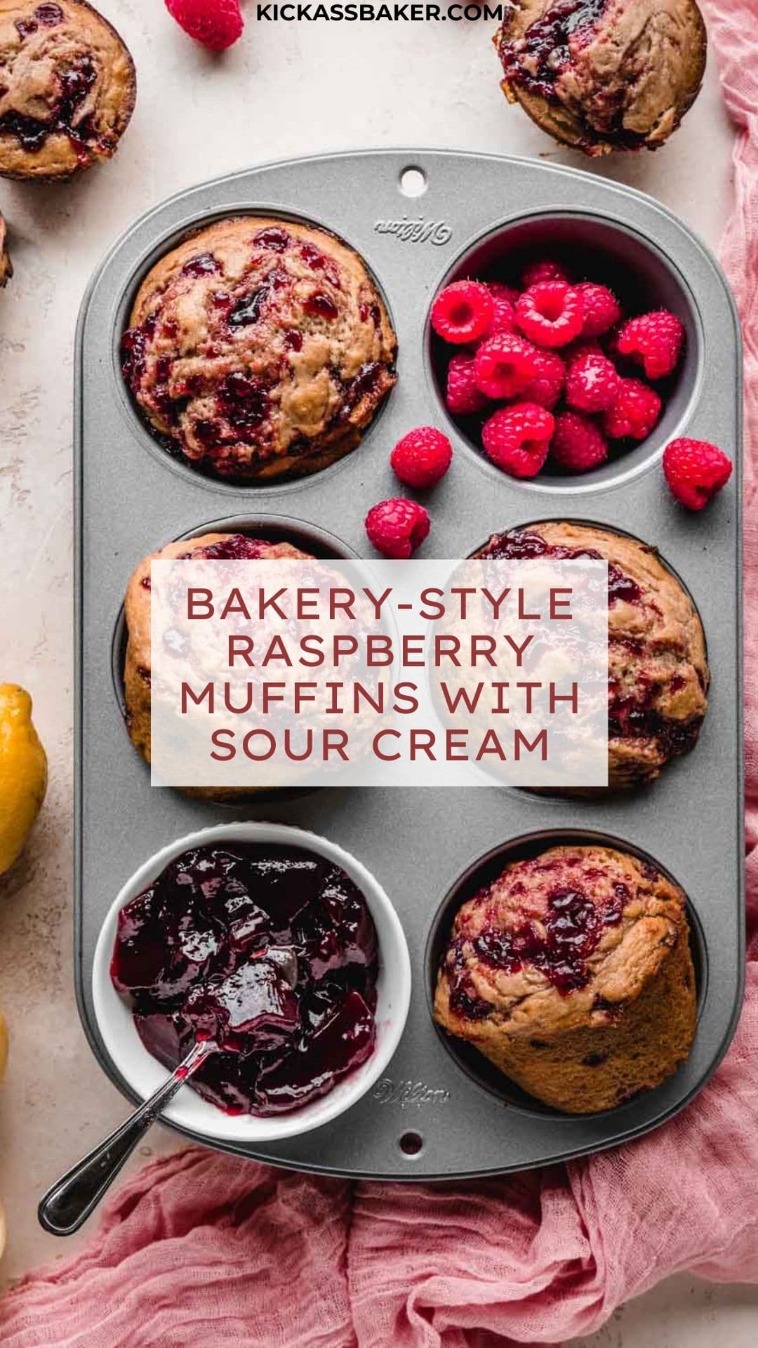 Bakery-Style Raspberry Muffins (with sour cream) - Kickass Baker