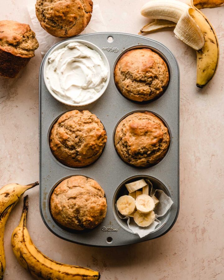 One Bowl Banana Muffins with Sour Cream (Yields 6) - Kickass Baker
