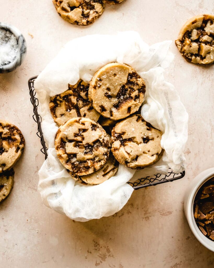 Slice & Bake Brown Sugar Toffee Shortbread Cookies - Kickass Baker
