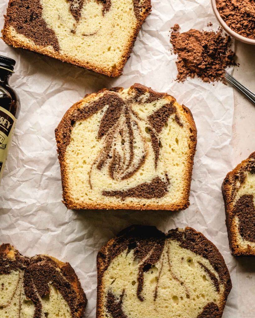 Moist Vanilla Chocolate Marble Pound Cake (Loaf) - Kickass Baker