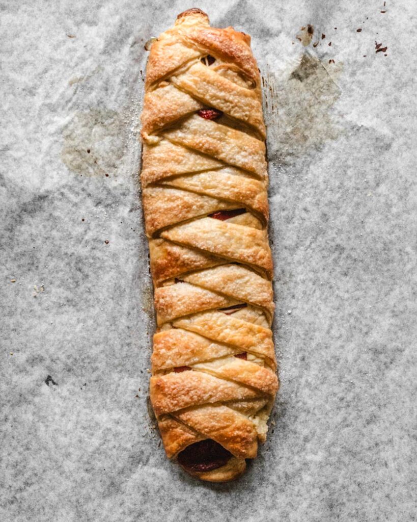 Braided Puff Pastry with Guava Cream Cheese Filling - Kickass Baker